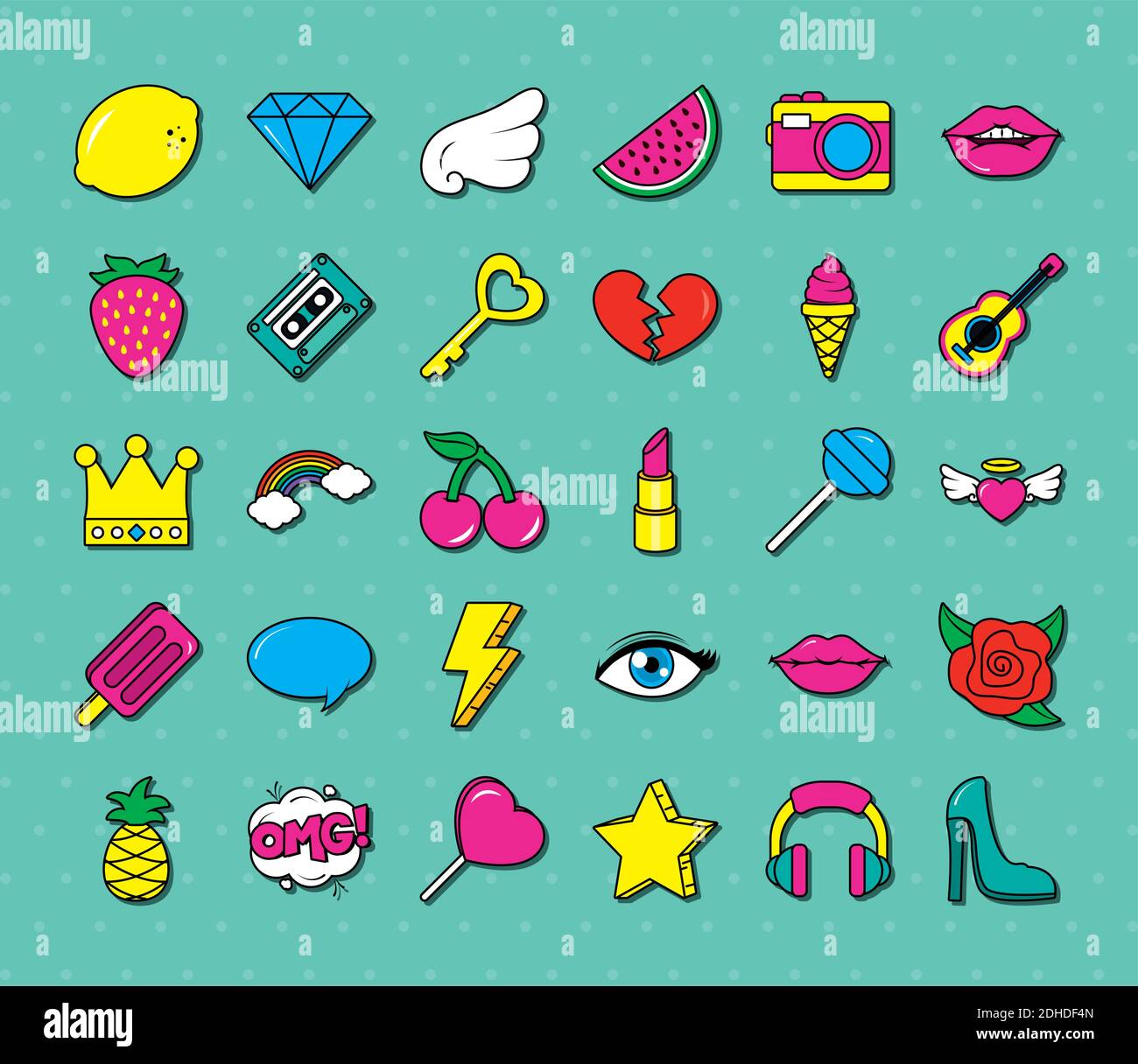 pop art symbol set design of retro expression comic theme Vector ...
