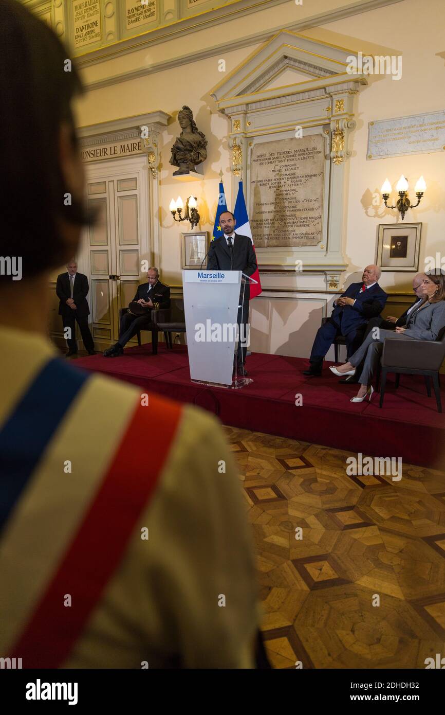 French Prime Minister Edouard Philippe delivers a speech at the city ...