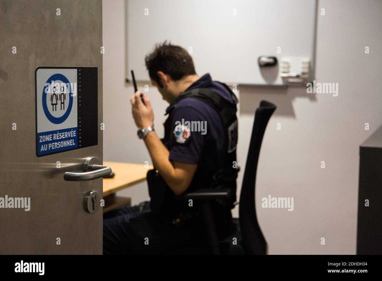 Inaugural visit of the new police station at Châtelet, Paris. October ...