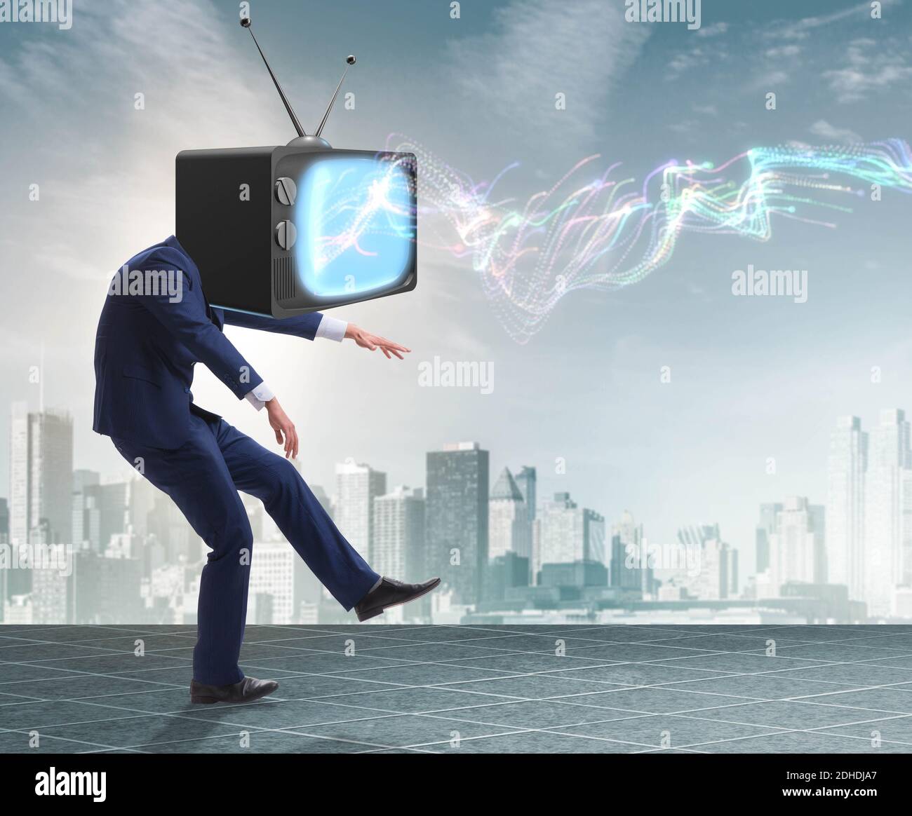 Media zombie concept with man and tv set instead of head Stock Photo ...