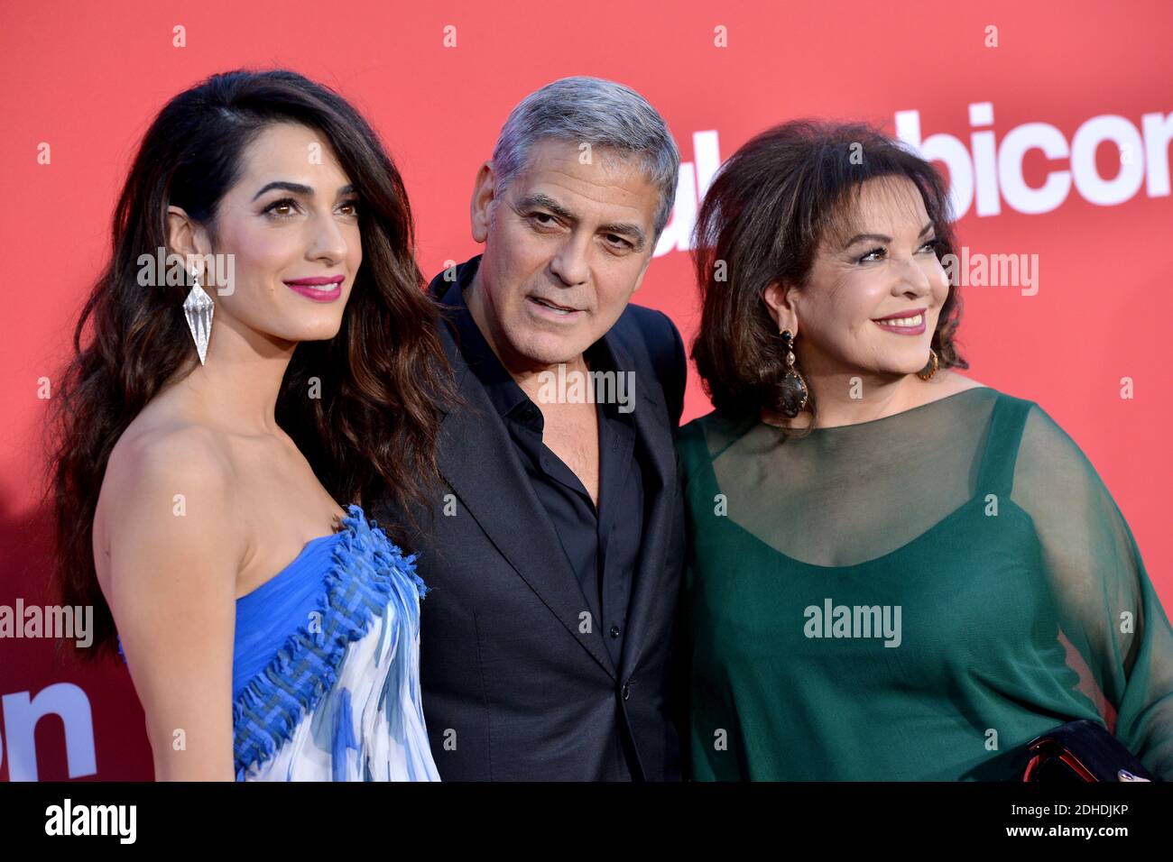 George Clooney, Amal Clooney and Baria Alamuddin attend the premiere of ...