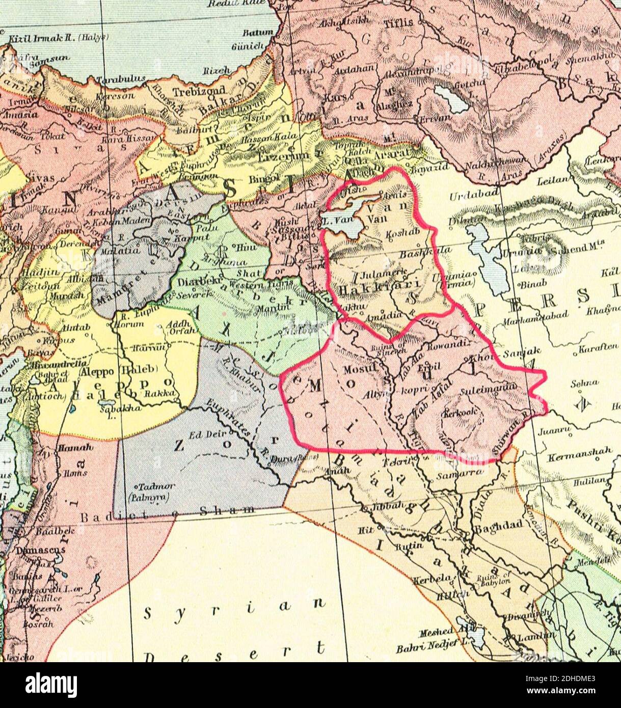 Kurdish States 1902 -outlined Stock Photo - Alamy