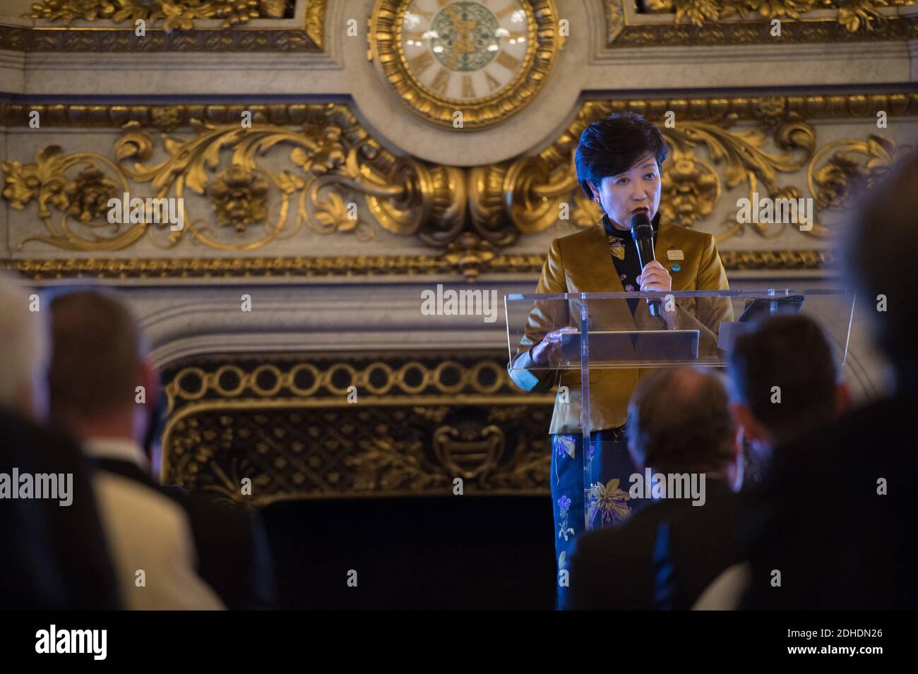 Party of Hope leader and Tokyo governor Yuriko Koike speaks during ...