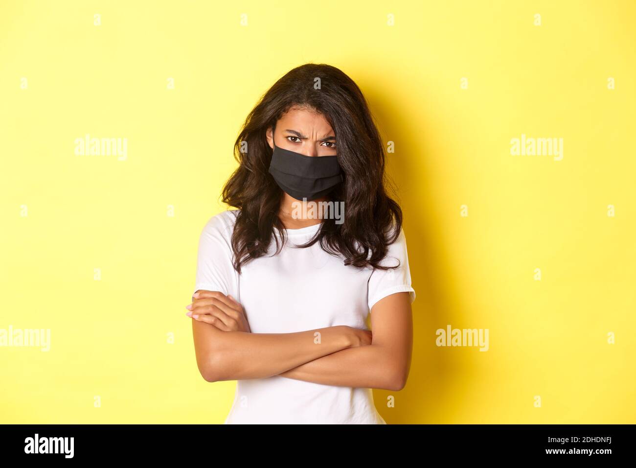 Concept of covid-19, social distancing and lifestyle. Angry and ...