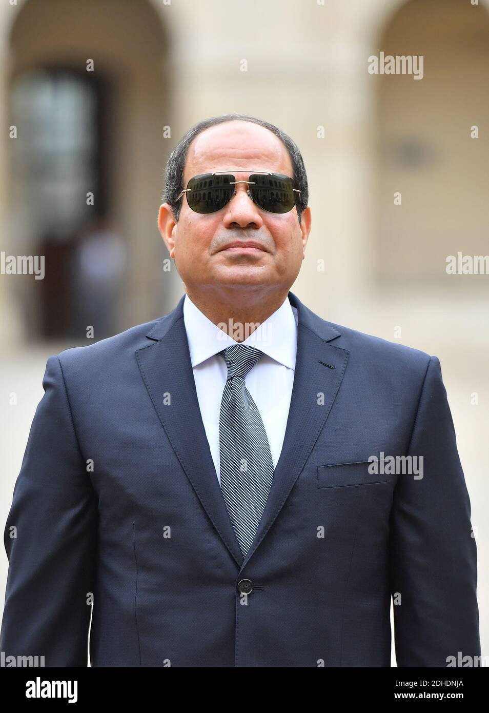 Egypt's President Abdel Fattah al-Sisi walks past the honour guard at ...