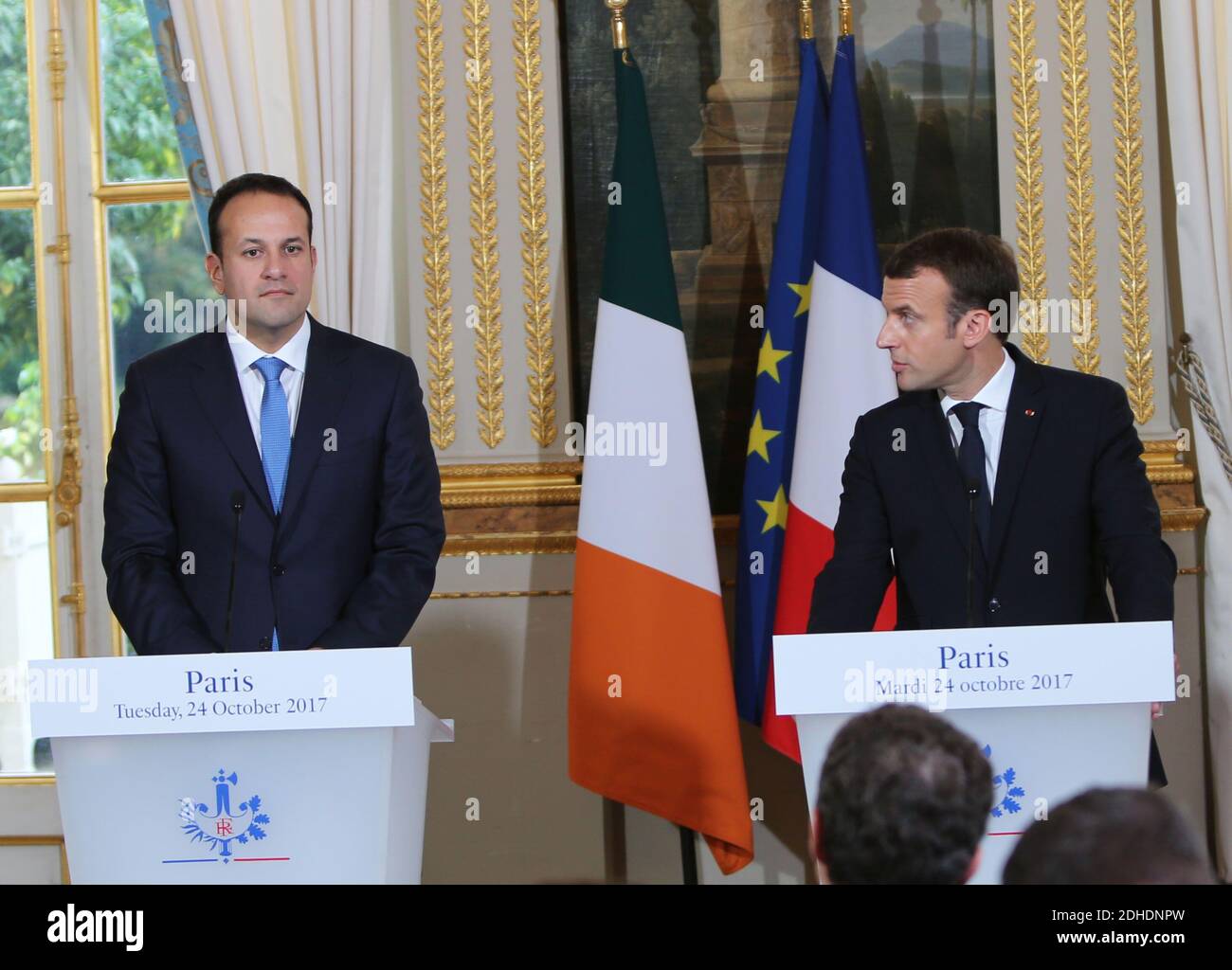 French President Emmanuel Macron and Irish Prime Minister Leo Varadkar ...