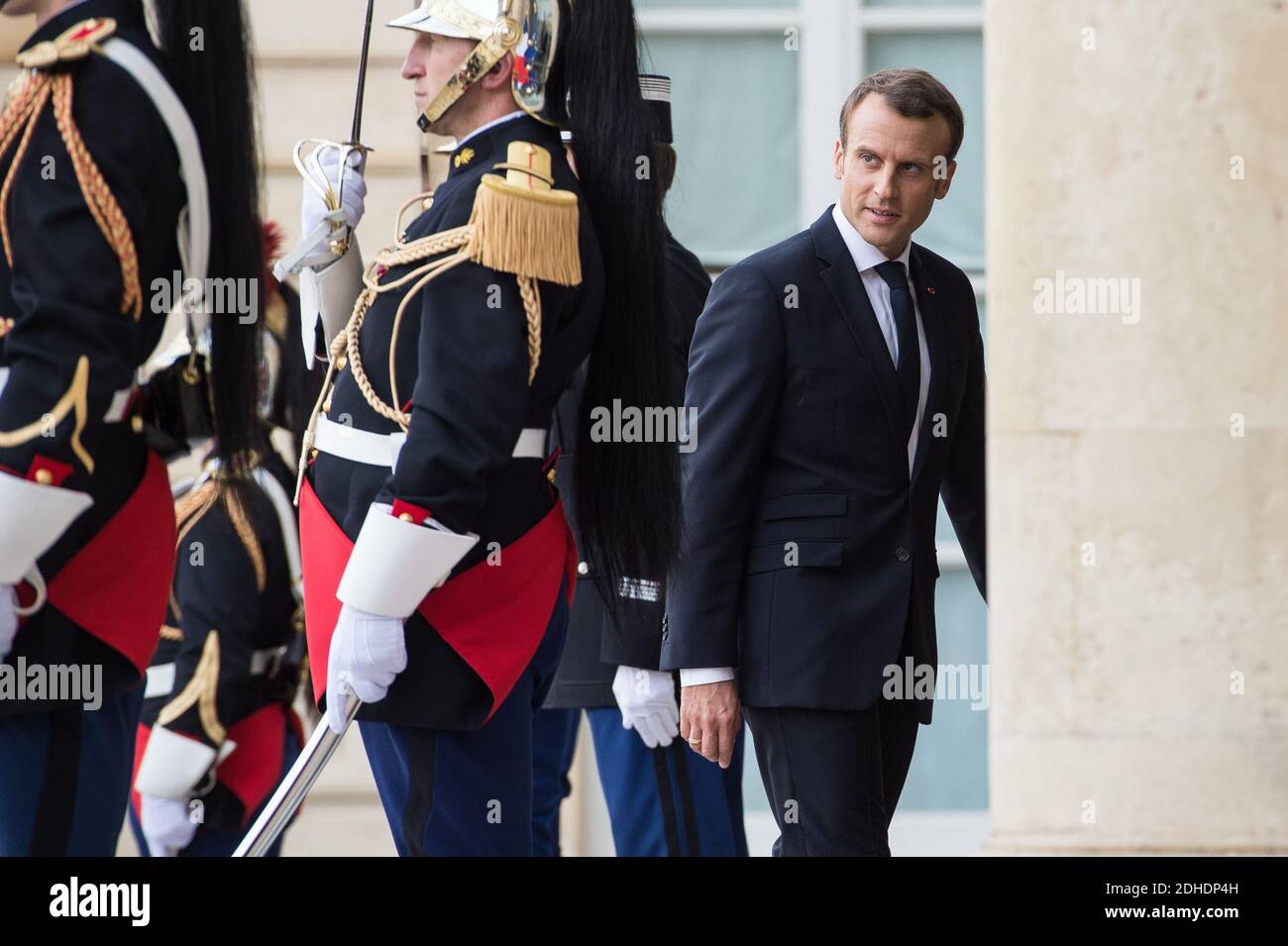 French President Emmanuel Macron at Elysee Palace on october 24, 2017 ...