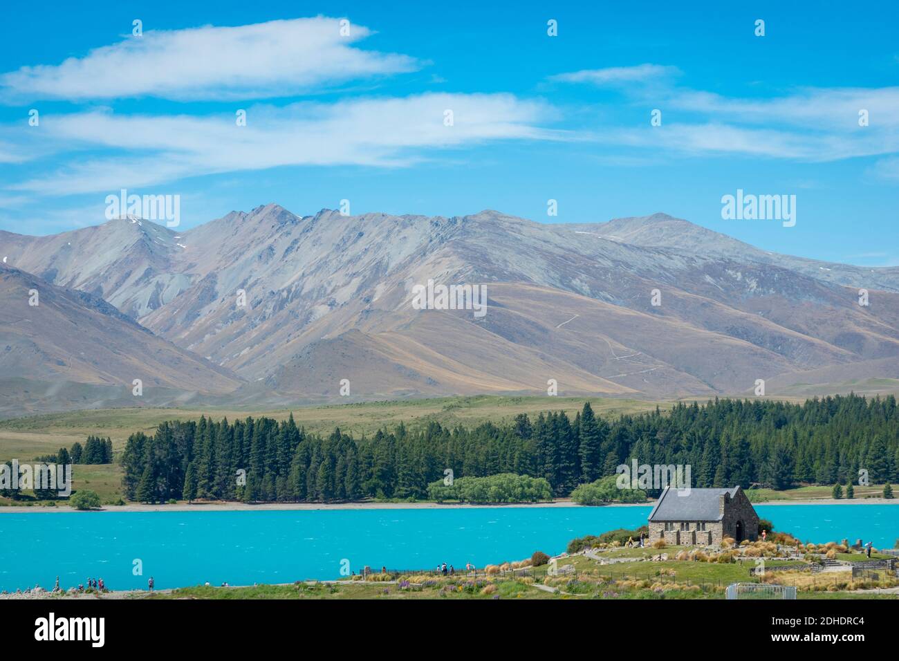 Lake Tekapo vivid landscape with iconic landmark Church of Good ...