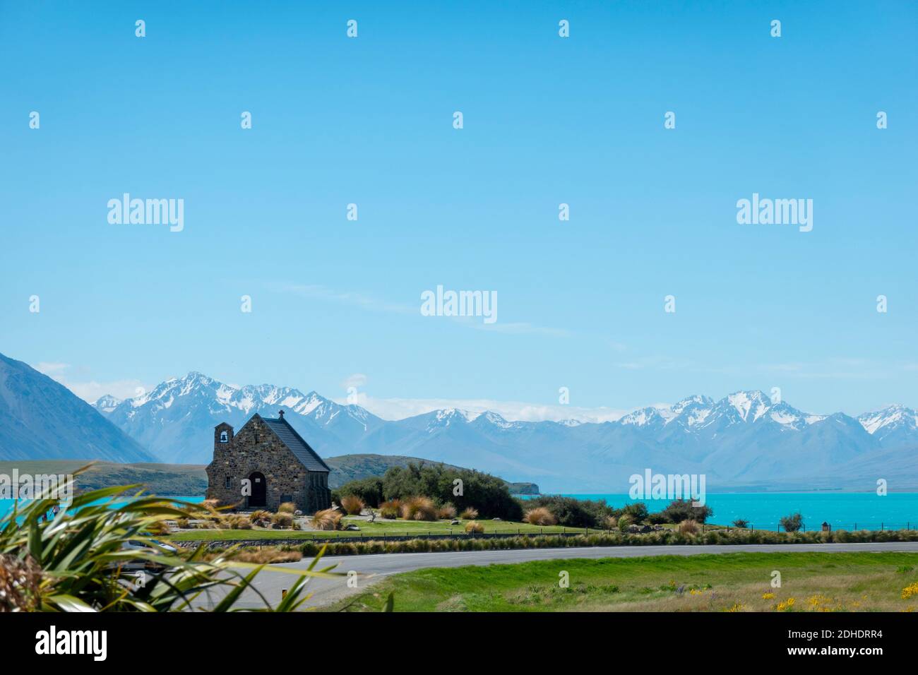 Lake Tekapo vivid landscape with iconic landmark Church of Good ...