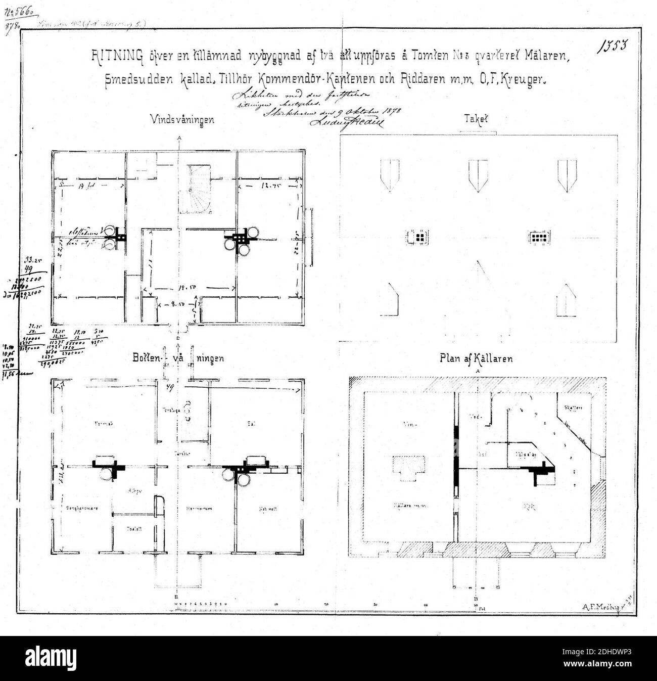 Krügerska villan, ritning 1878a Stock Photo - Alamy