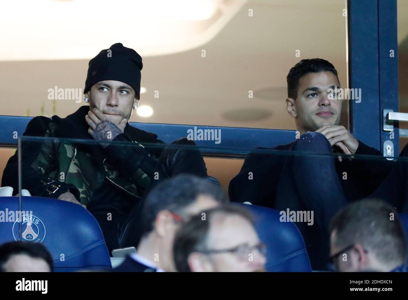 Neymar and Hatem Ben Arfa during the French First League soccer match, PSG vs Nice in Parc des ...