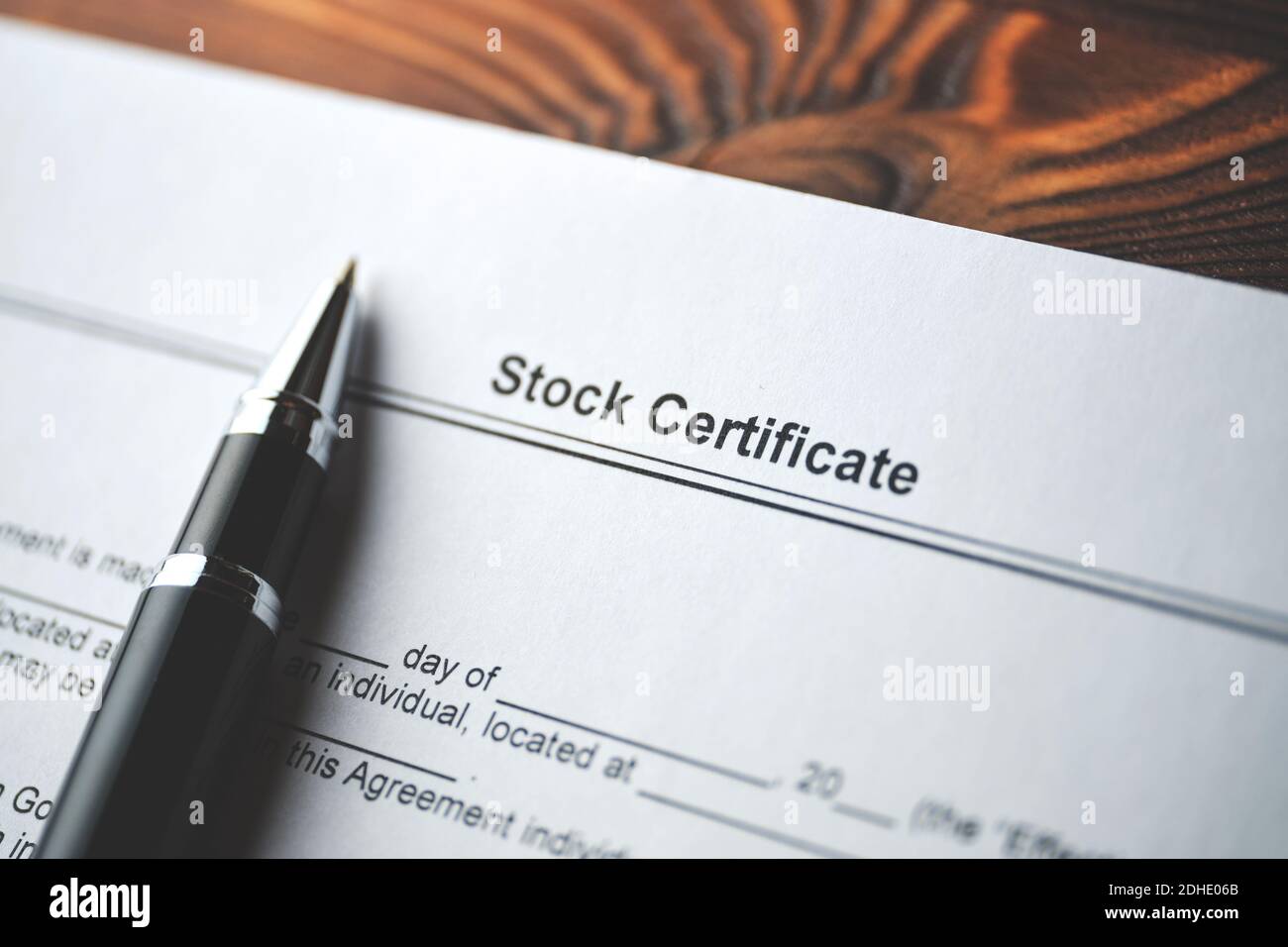 Legal document Stock Certificate on paper close up Stock Photo - Alamy