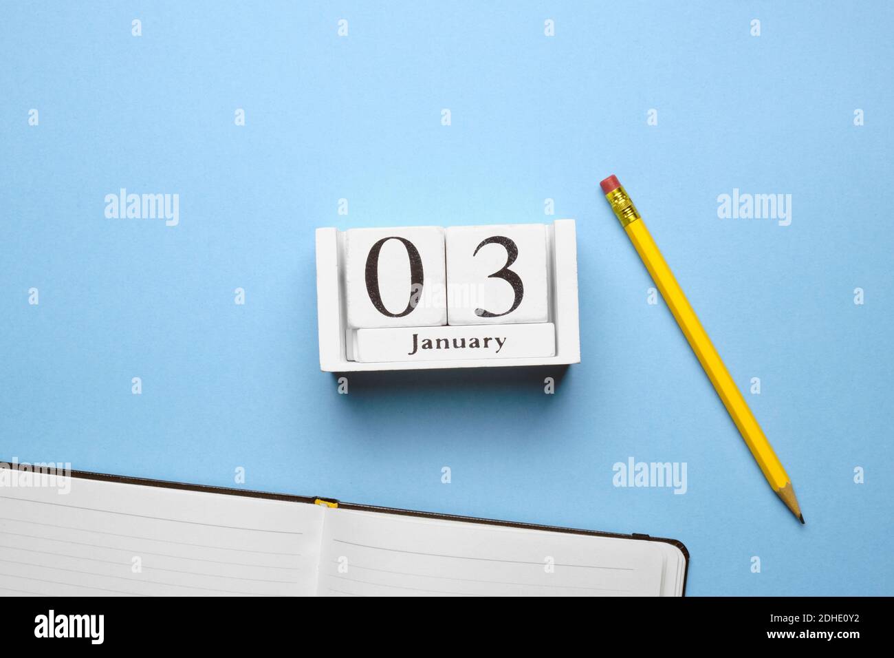 third day of winter month calendar january Stock Photo - Alamy