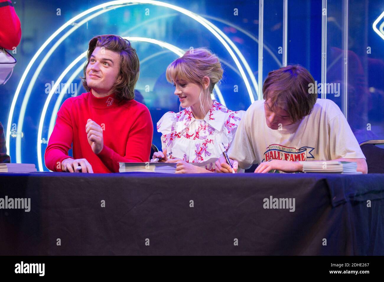 Actor Joe Keery, actress Natalia Dyer and actor Charlie Heaton from ...