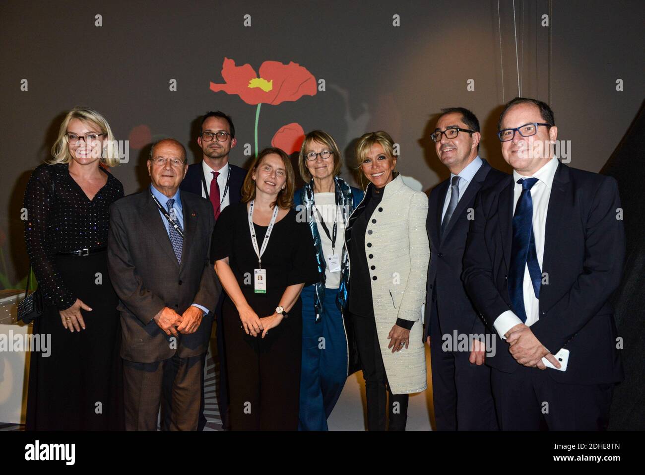 President of Louvre Jean-Luc Martinez (2nd from R), Brigitte Macron ...