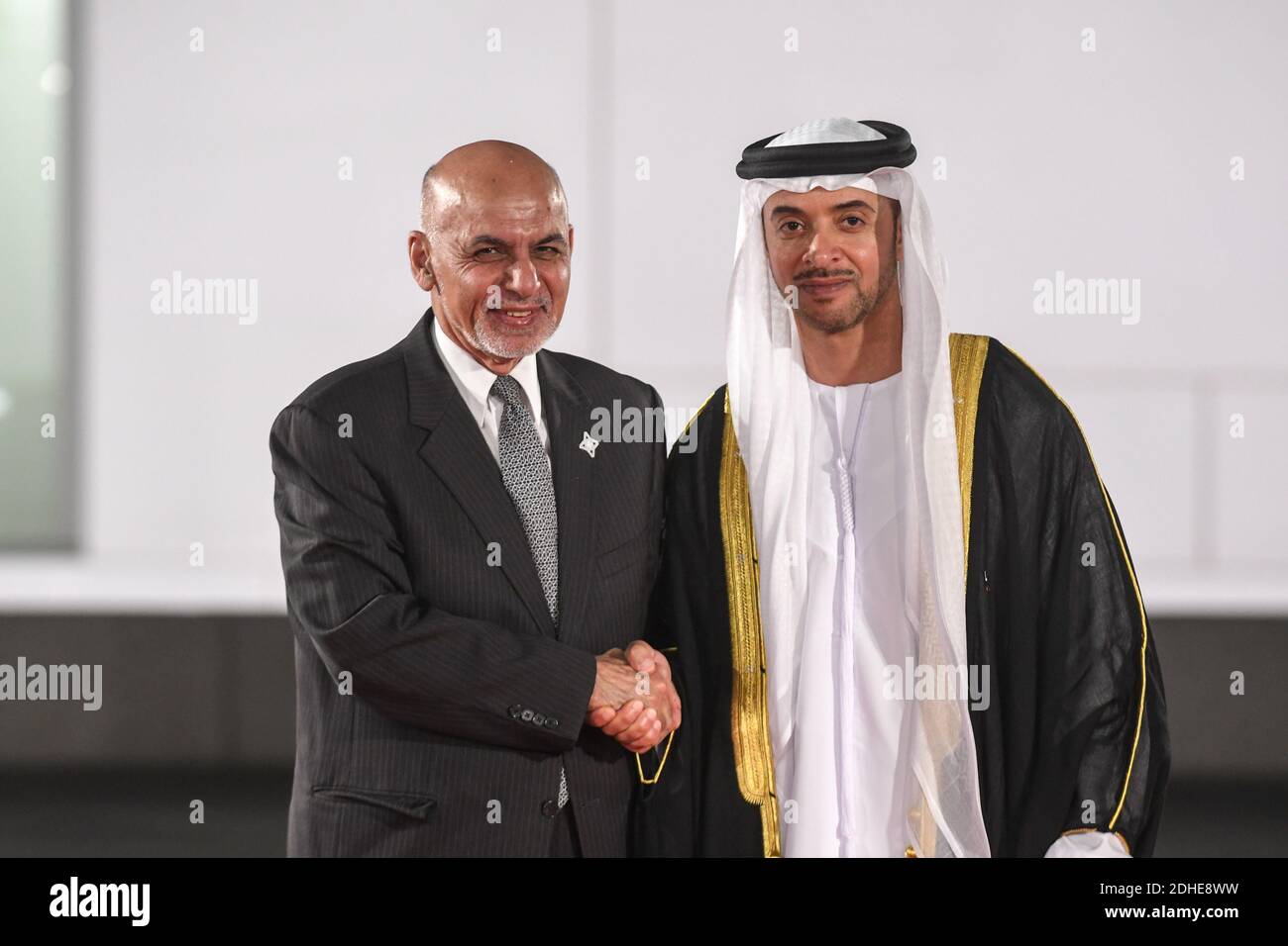 President of Afghanistan Ashraf Ghani (left) arrives for the opening ...