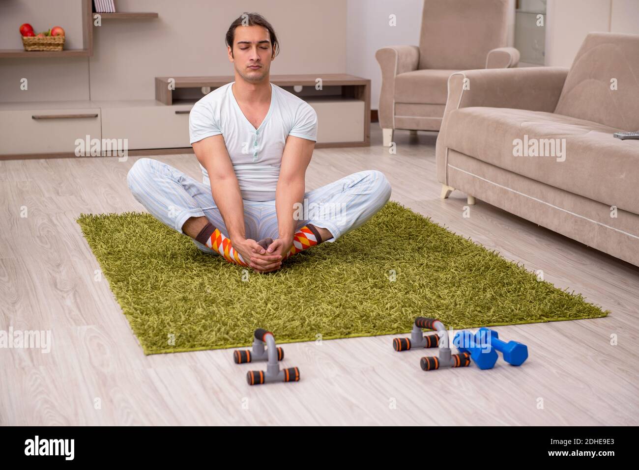 Keeping fit doing exercises hi-res stock photography and images - Alamy