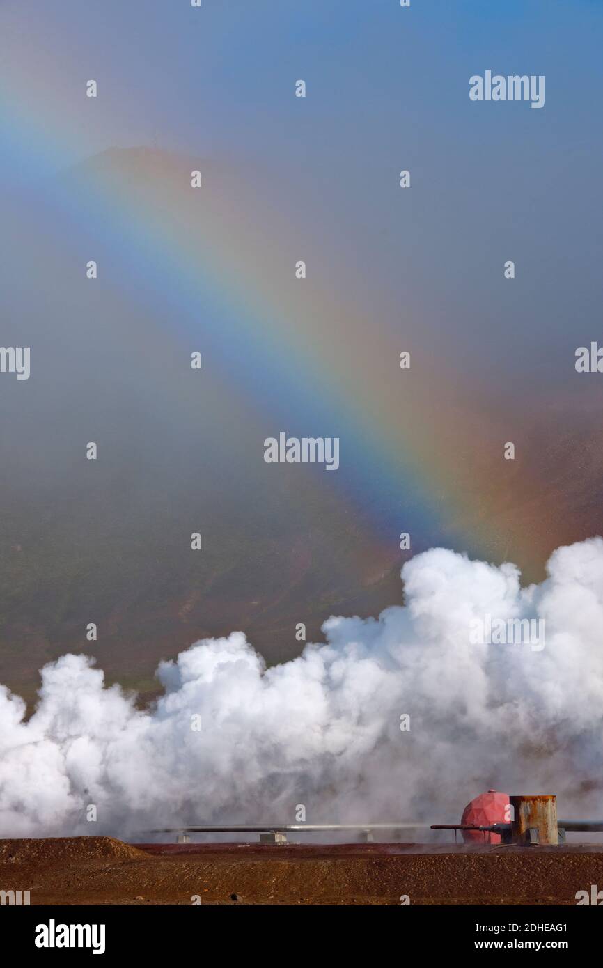 pump station at geothermal power plant at Krafla volcano in Iceland ...