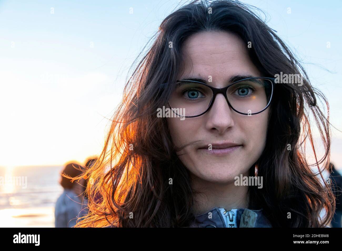 Portrait of a pretty young woman wearing prescription glasses Stock ...