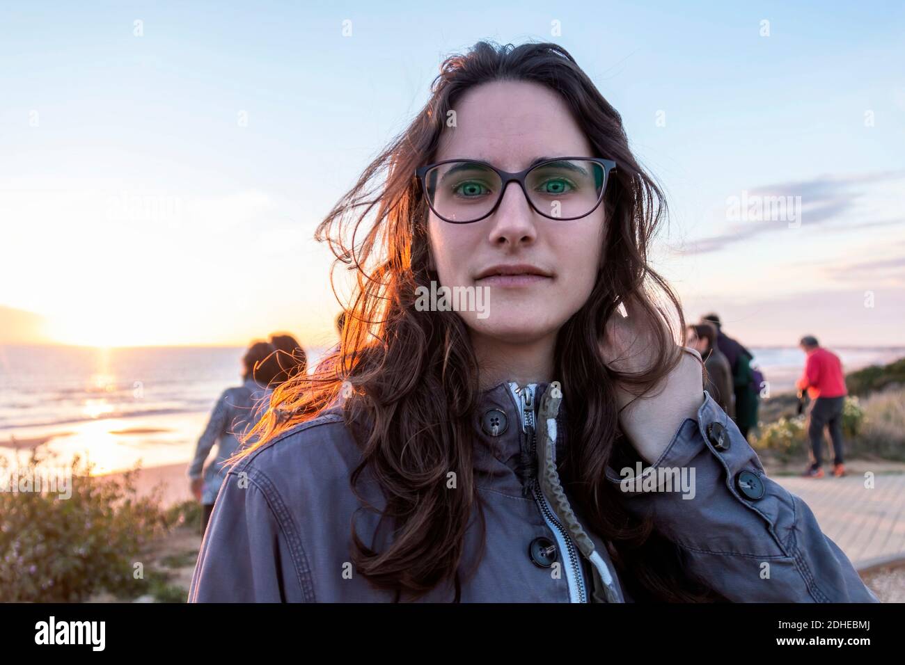 Portrait of a pretty young woman wearing prescription glasses Stock ...