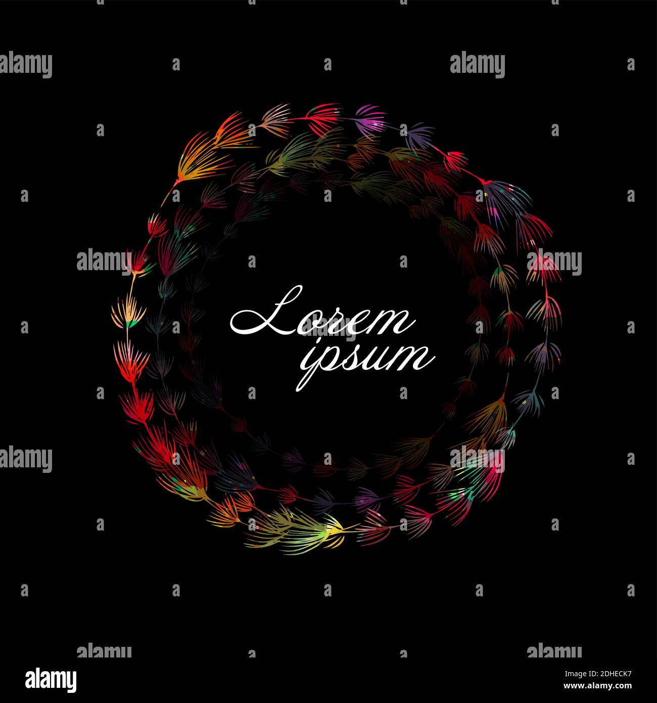 Round floral frame with multicolored flowers. Vector illustration Stock ...