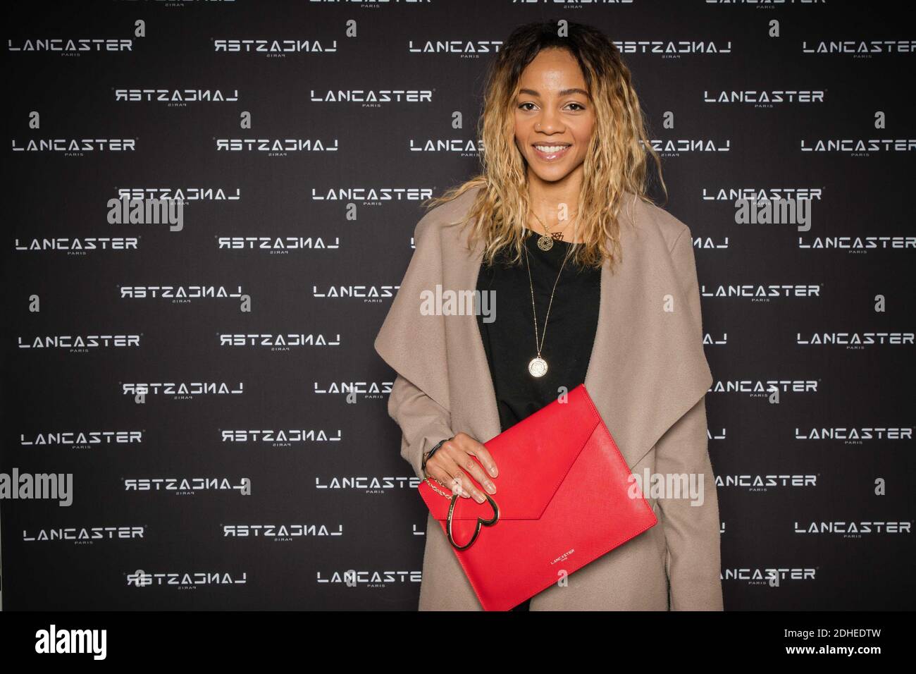 Louisy Joseph attending Lancaster Paris Spring-Summer 2018 press event ...