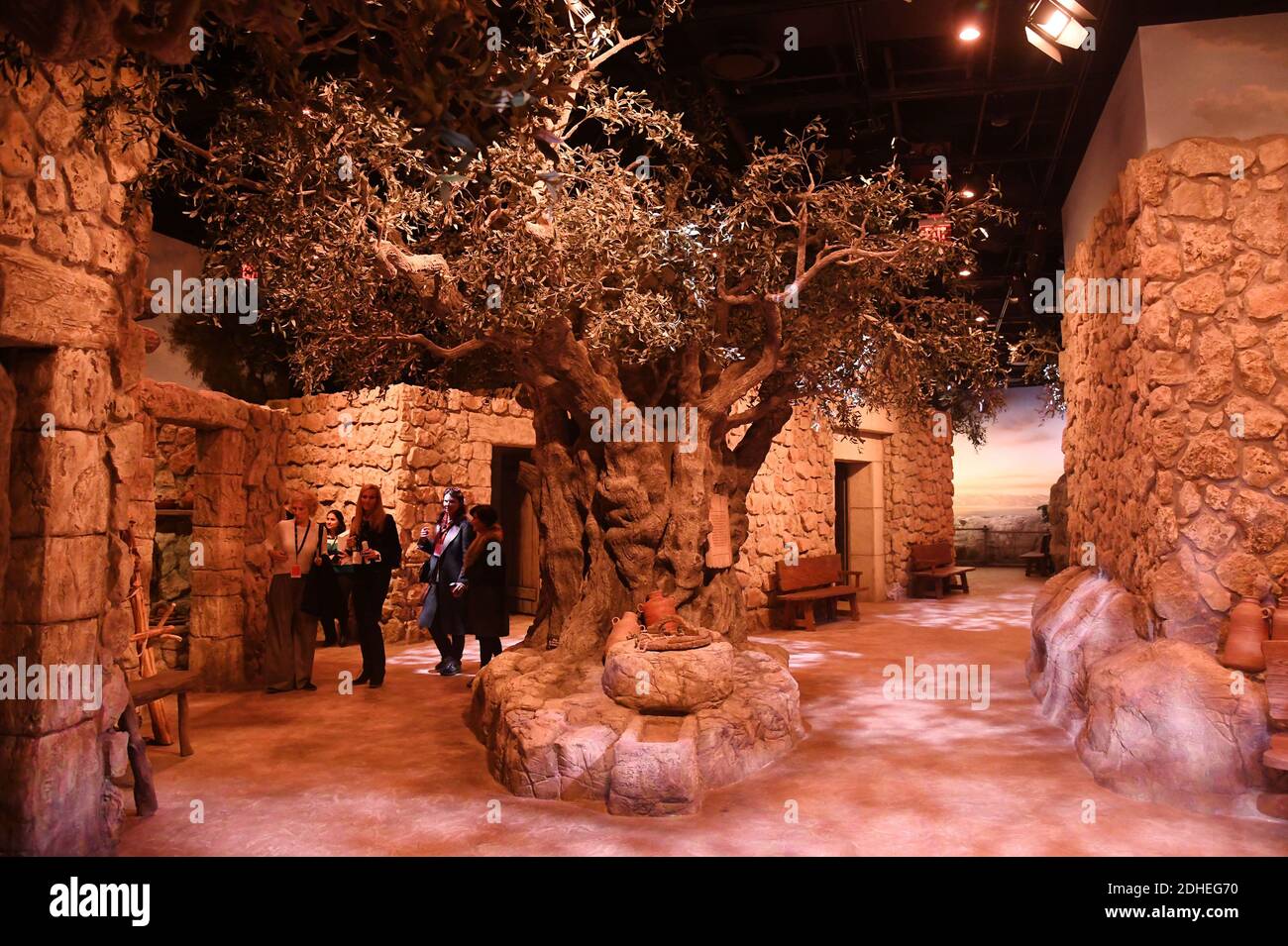 Visitors tour the 'World of Jesus of Nazareth' exhibit during a media ...