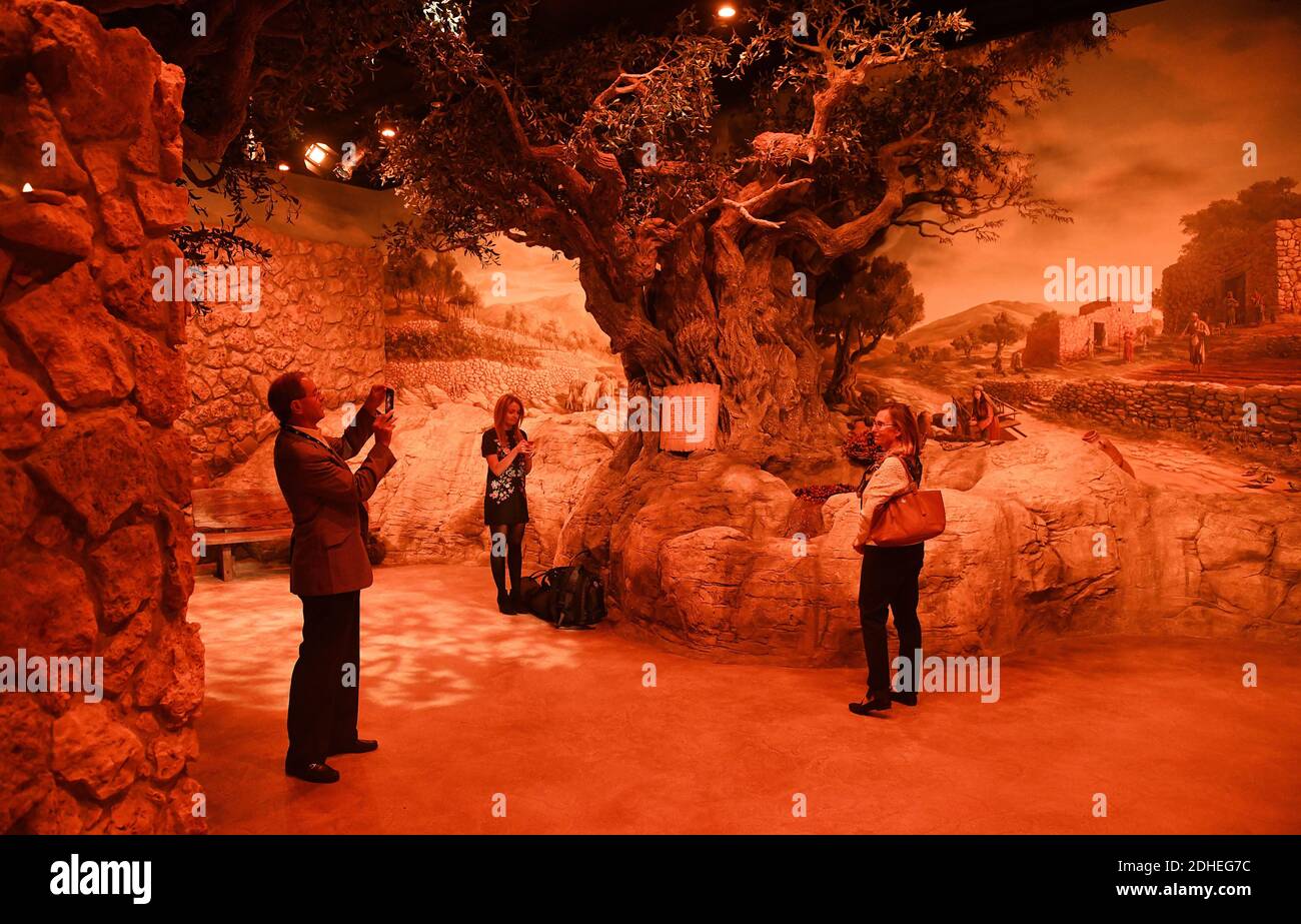 Visitors tour the 'World of Jesus of Nazareth' exhibit during a media ...