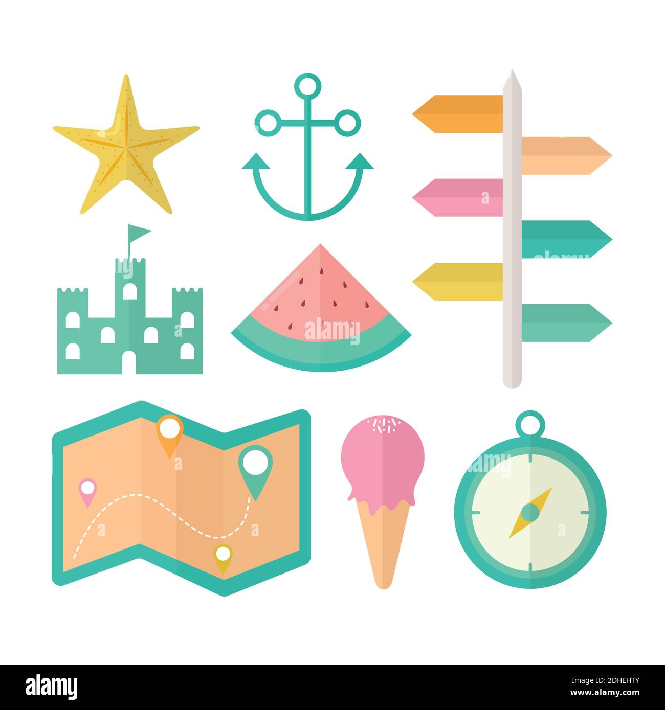 set of summer icons on a white background Stock Vector Image & Art - Alamy