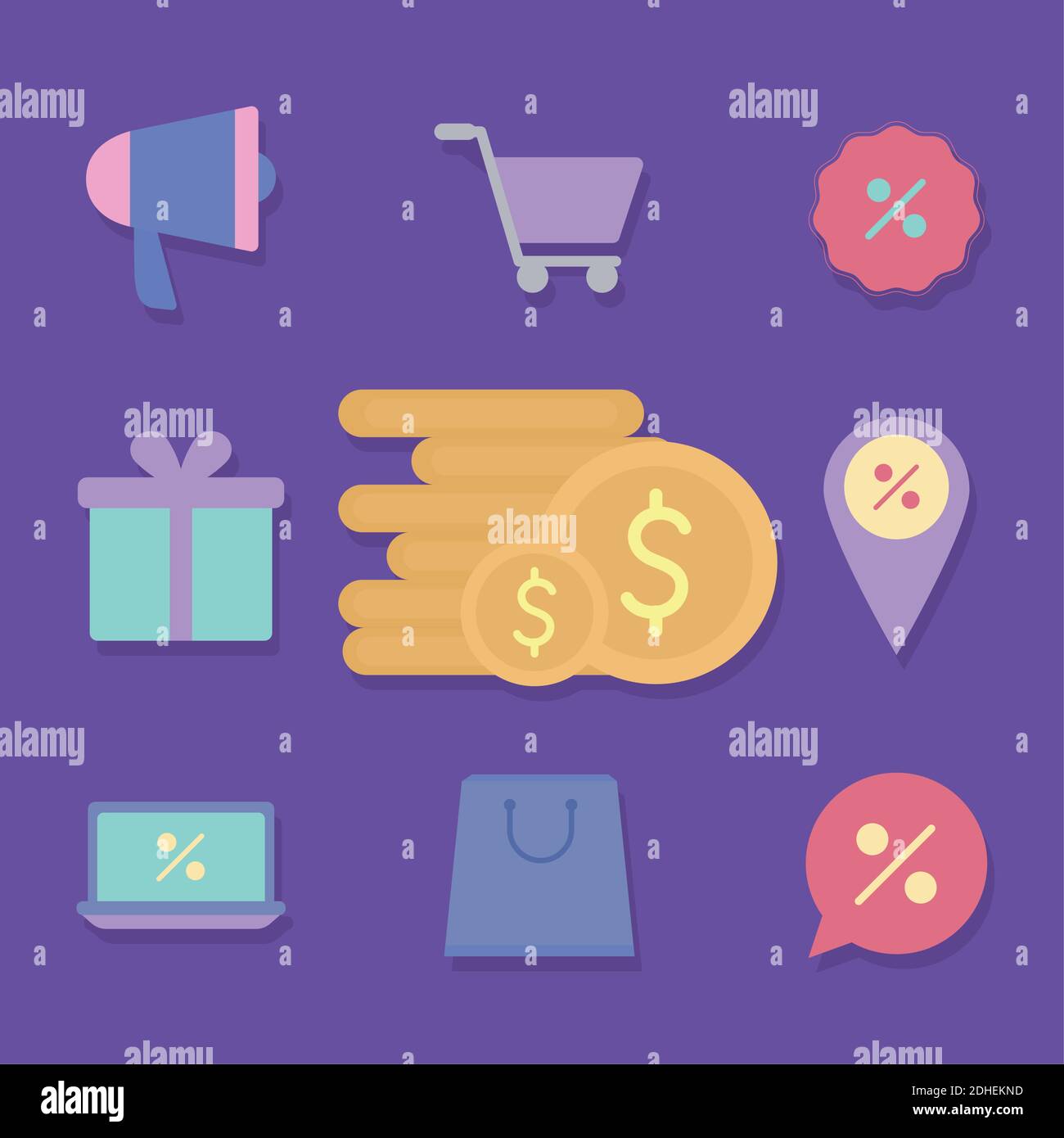 set of sale icons on a purple background Stock Vector Image & Art - Alamy