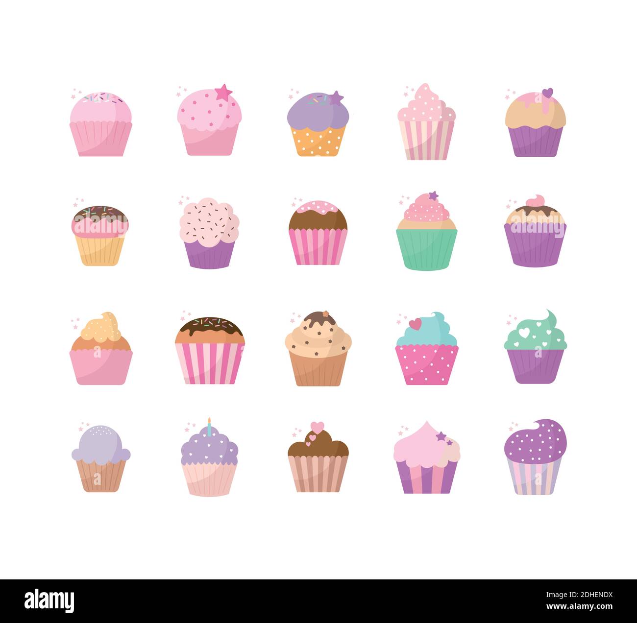 group of baked cupcakes icons Stock Vector Image & Art - Alamy