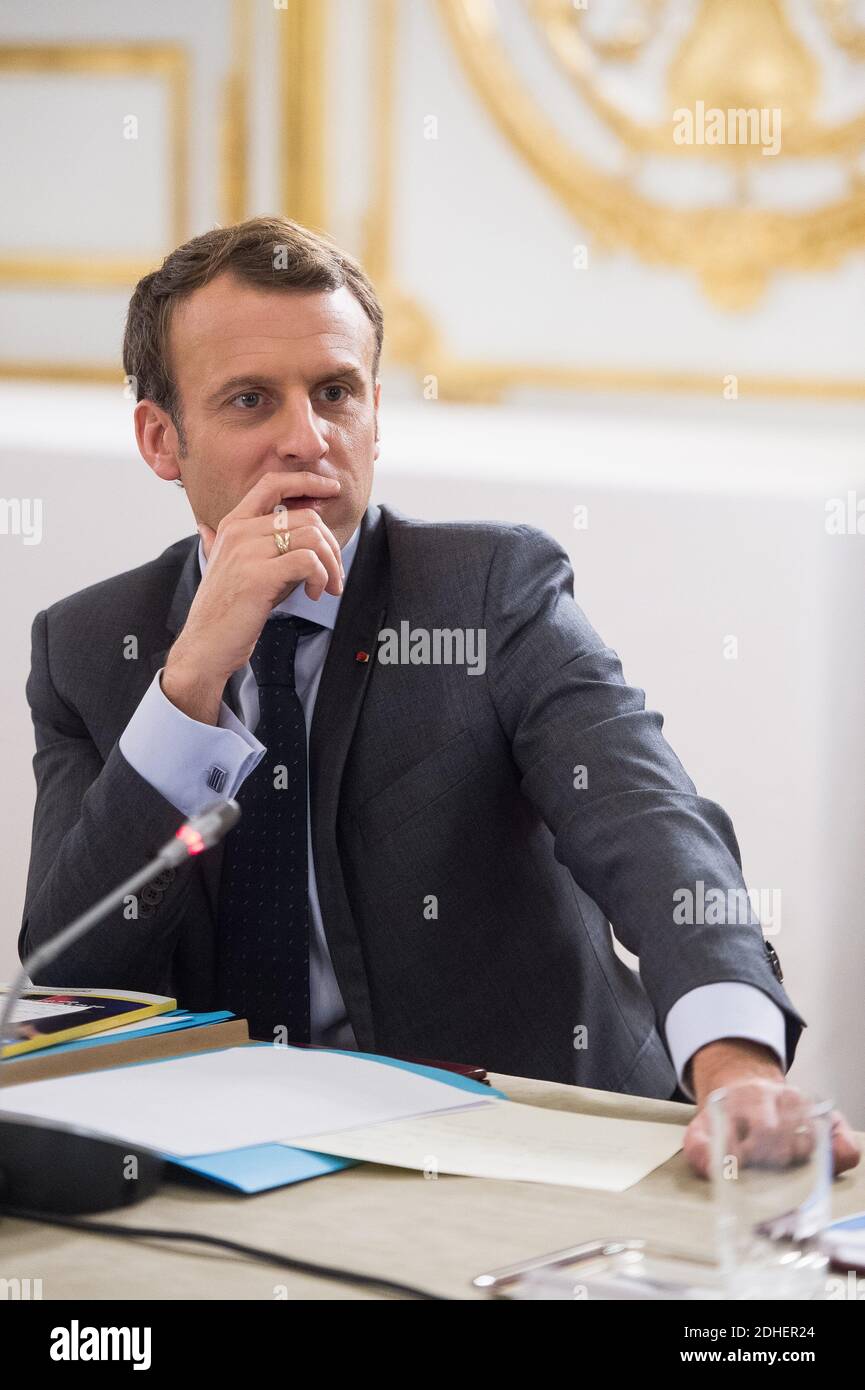 French President Emmanuel macron receives children the occasion of ...