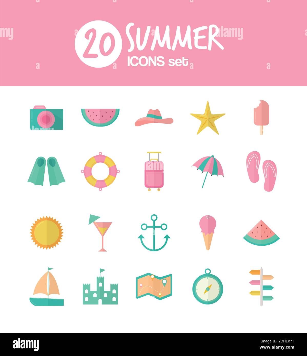 summer icons set over a white background Stock Vector Image & Art - Alamy