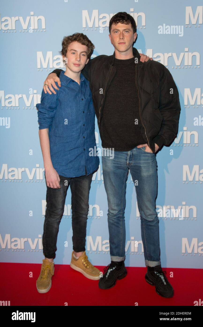 Jules Porier, Finnegan Oldfield arriving at 'Marvin' Paris film ...