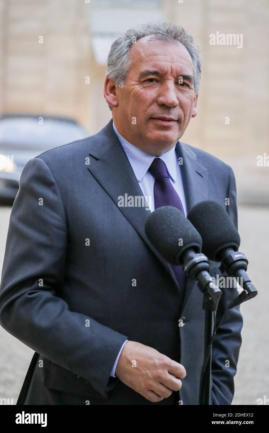 President of "Modem" party Francois Bayrou leaving the Elysee Palace ...