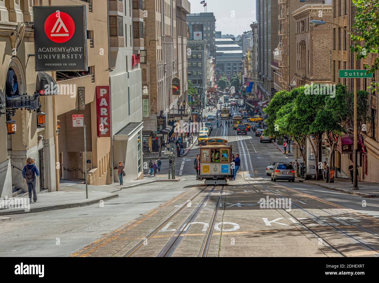 Tram on steep street in San Francisco California Stock Photo - Alamy