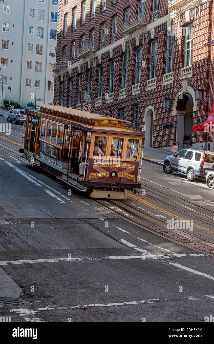 San Francisco Tram on Steep Street in San Francisco Stock Photo - Alamy