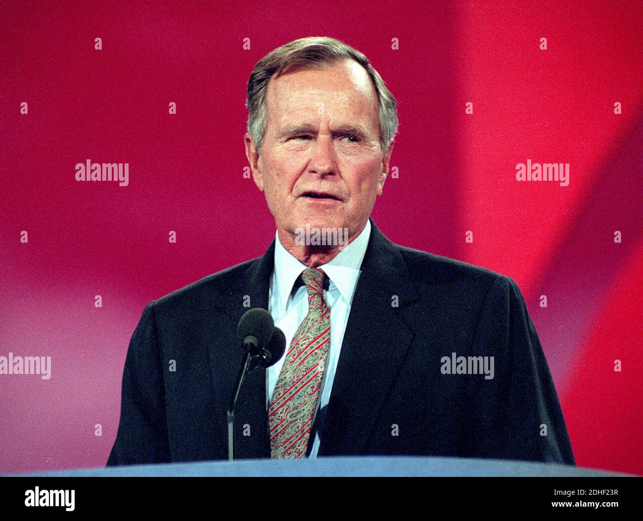 Former United States President George H.W. Bush speaks at the 1996 ...