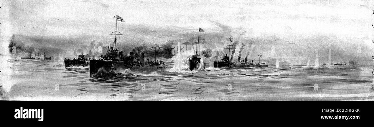L-class destroyers under fire from the 'Mainz' at the Battle of the ...