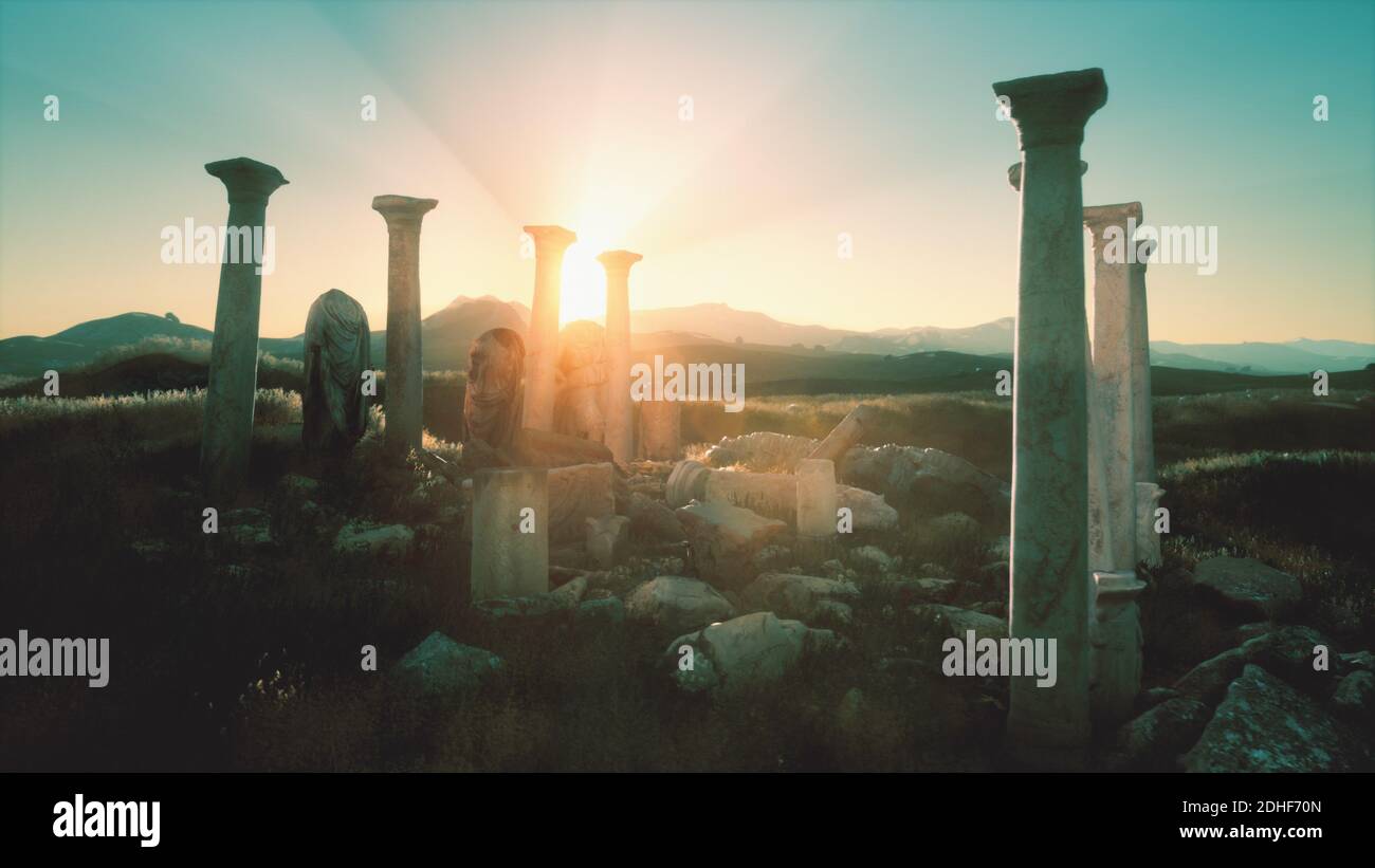 Old greek temple ruins at sunset Stock Photo - Alamy