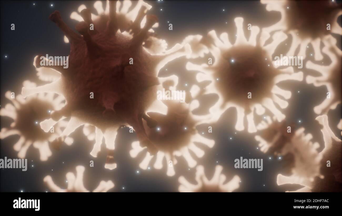 Bacteria virus or germs microorganism cells under microscope with depth ...