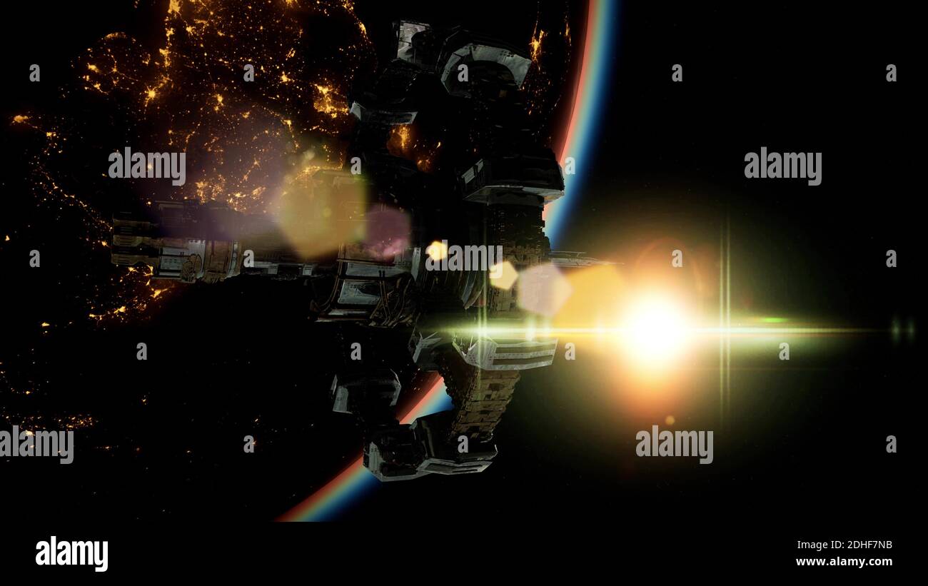 International Space Station over the planet Earth Stock Photo - Alamy