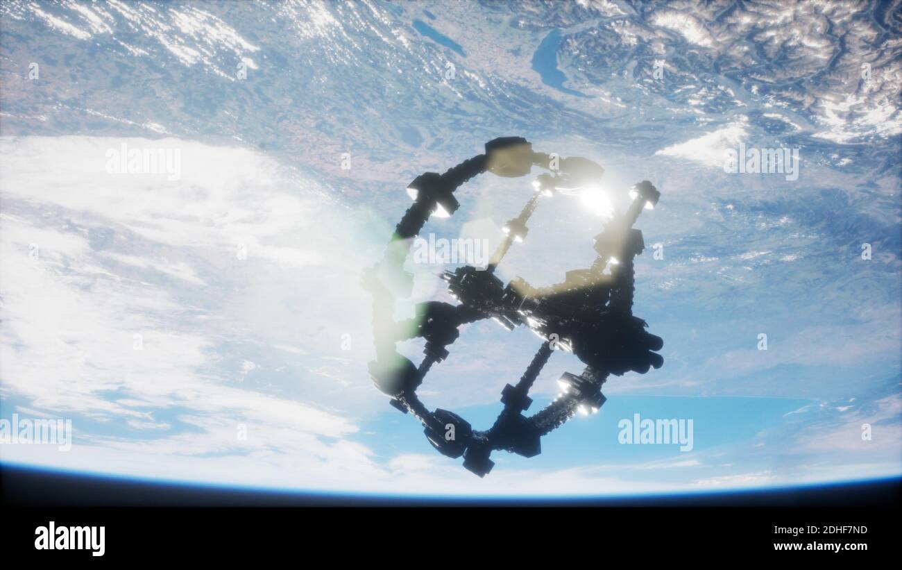 Earth and outer space station iss Stock Photo - Alamy