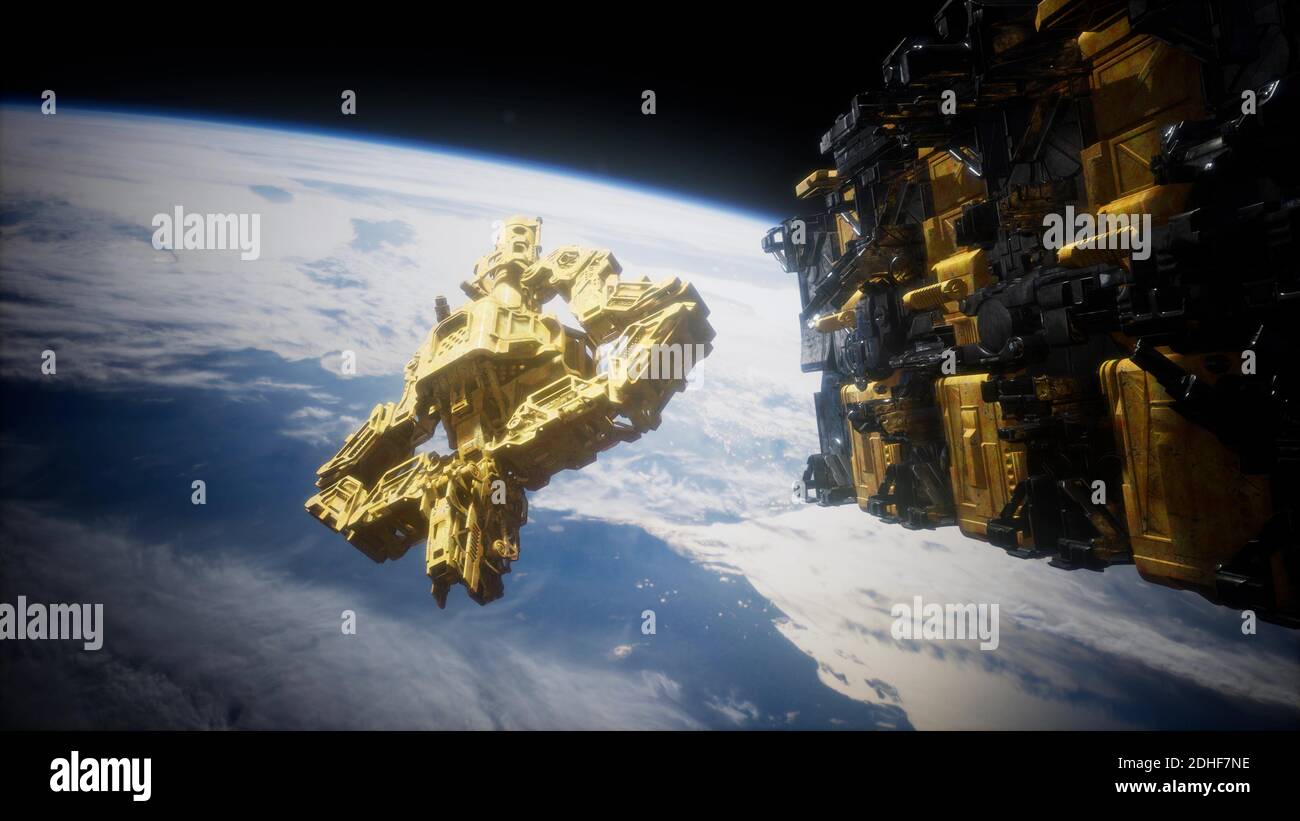 Flying an Animated Space Station Stock Photo - Alamy