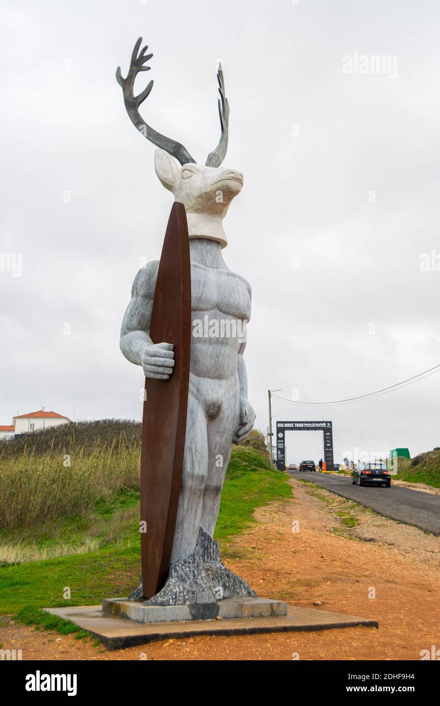 Nazaré Portugal Surf statue on big wave championship tour location ...