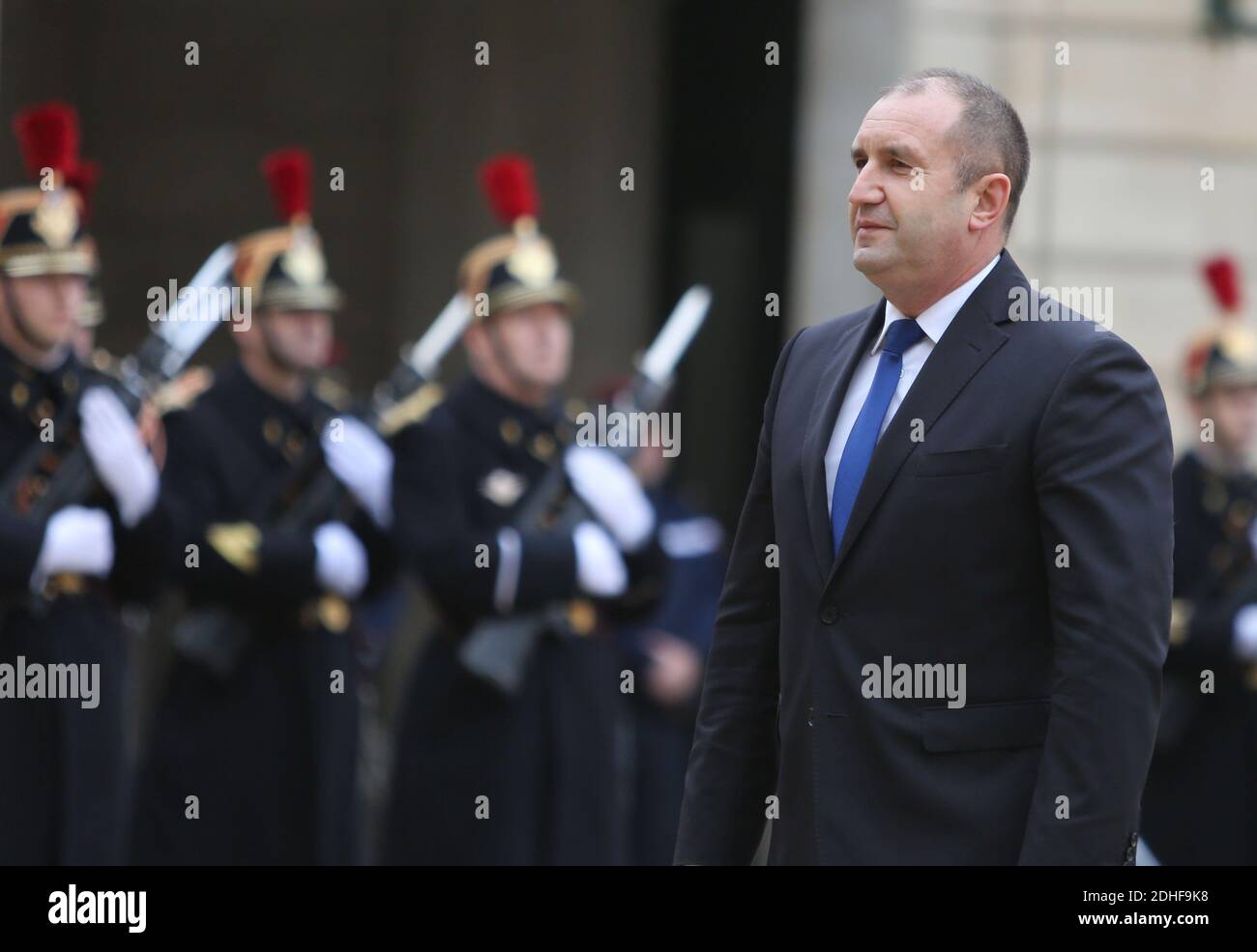 French President Emmanuel Macron receives his Bulgarian counterpart ...