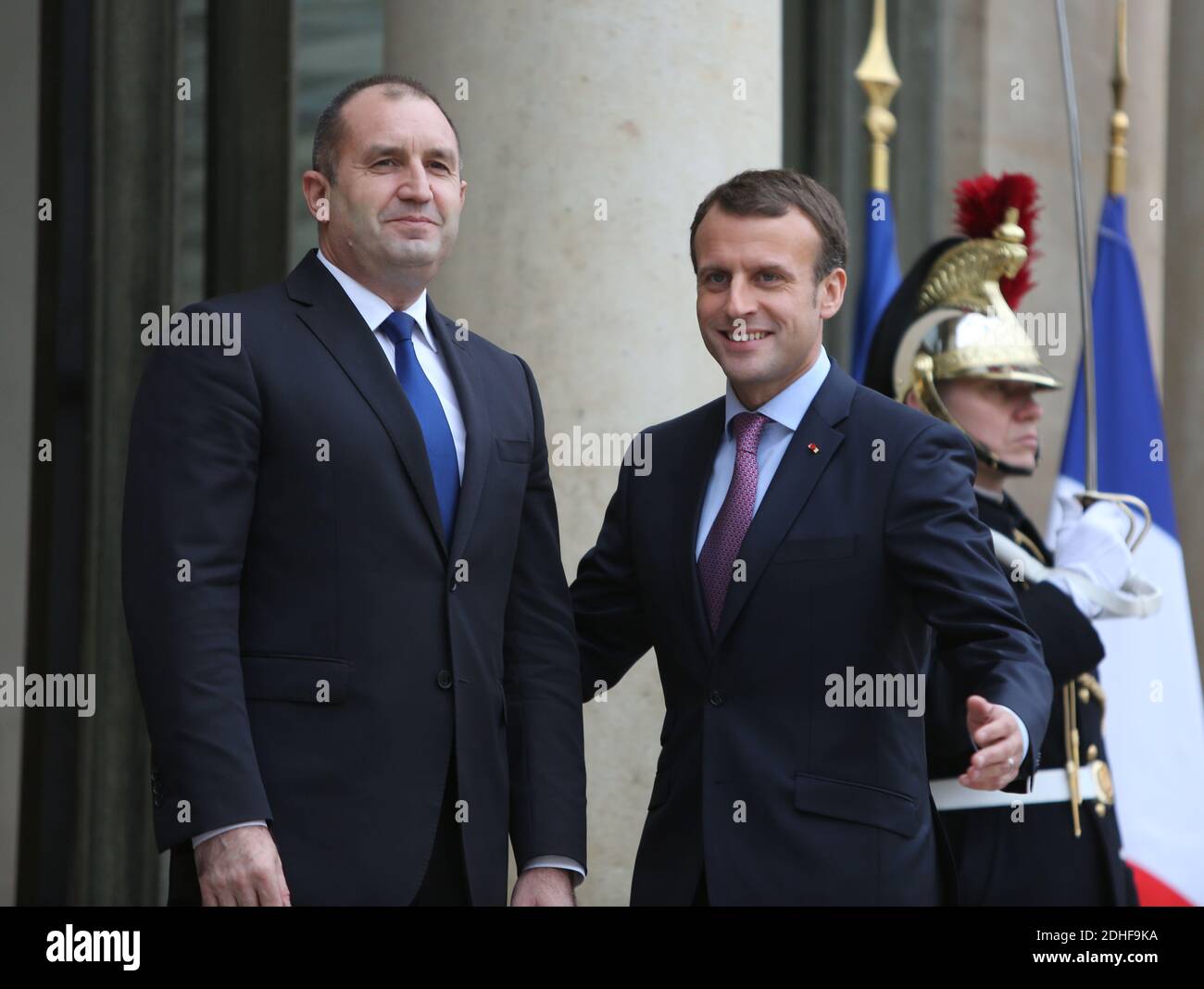 French President Emmanuel Macron receives his Bulgarian counterpart ...