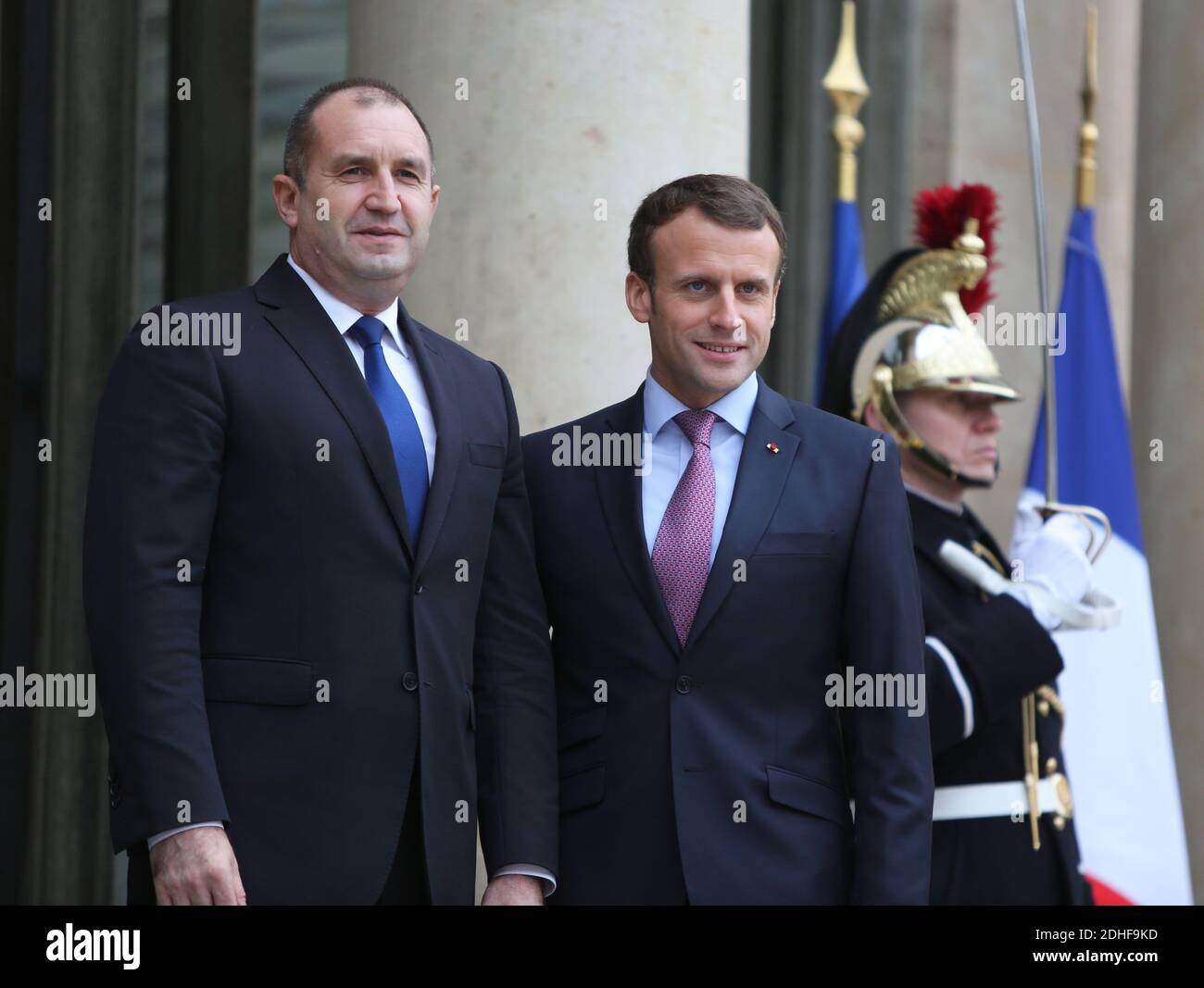 French President Emmanuel Macron receives his Bulgarian counterpart ...