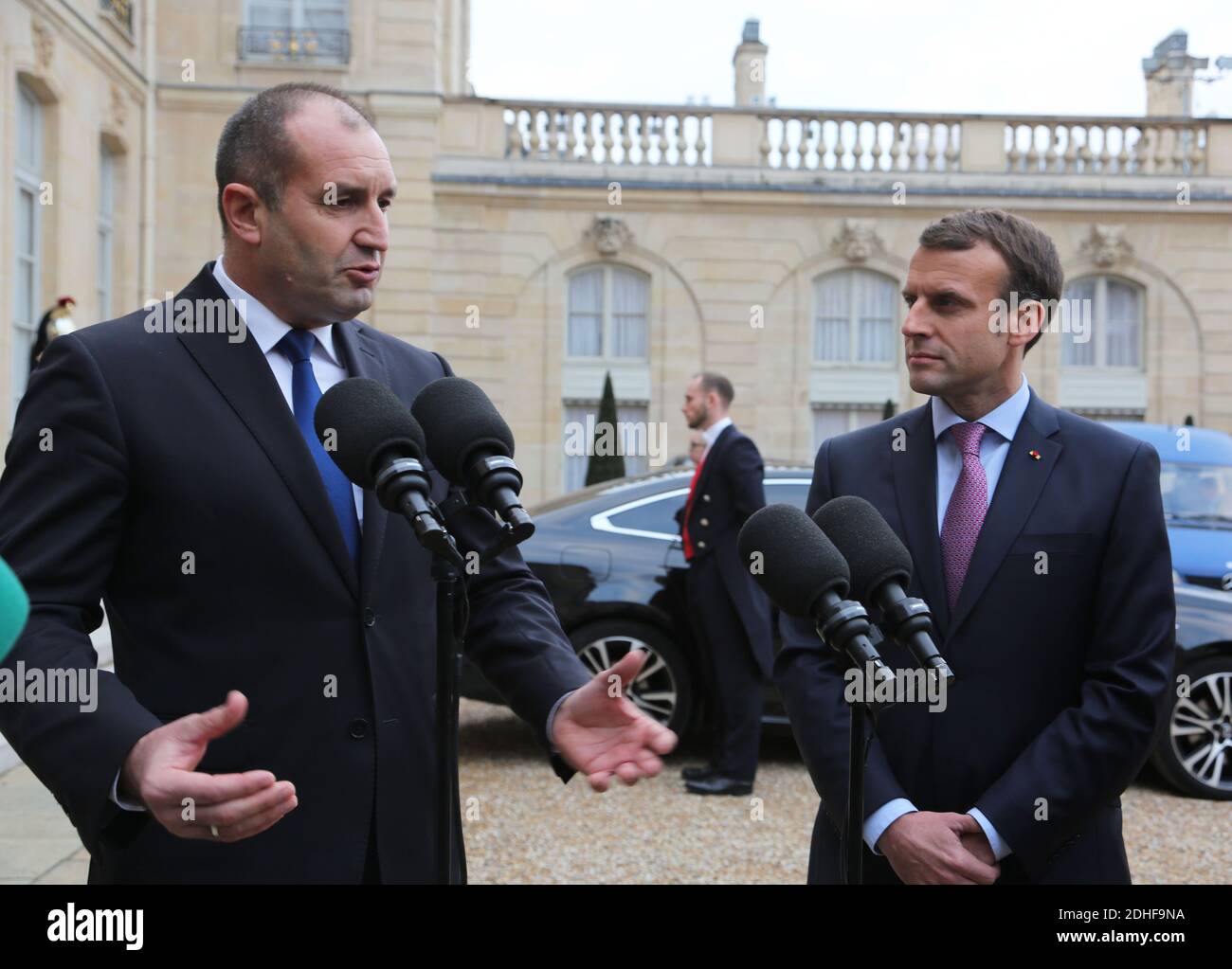 French President Emmanuel Macron receives his Bulgarian counterpart ...