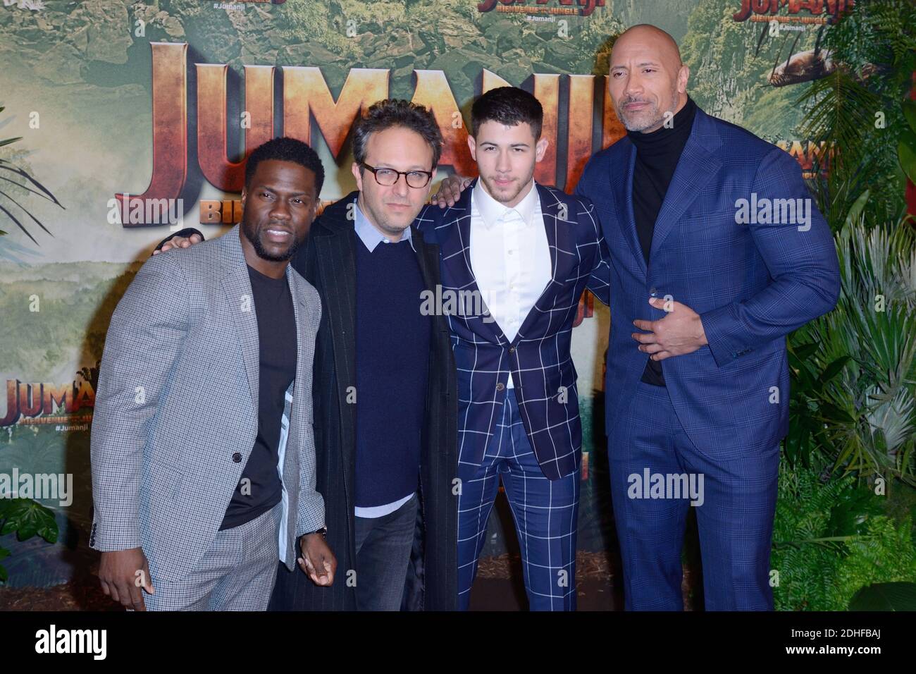 Kevin Hart, Jake Kasdan, Nick Jonas and Dwayne Johnson a.k.a. The Rock ...
